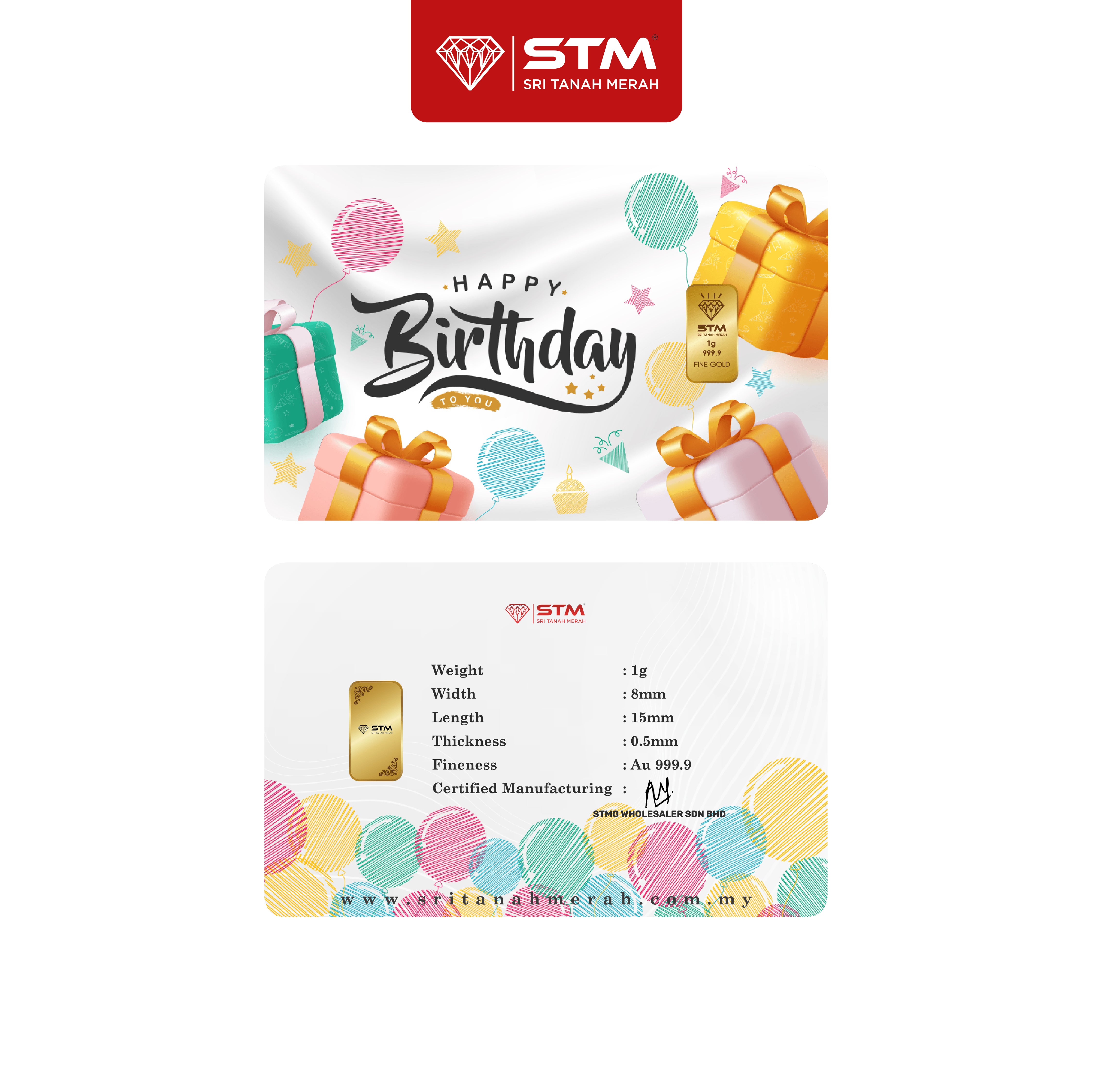 HAPPY BIRTHDAY Edition: Gold Bar Card 1g – Kedai Emas Sri Tanah Merah
