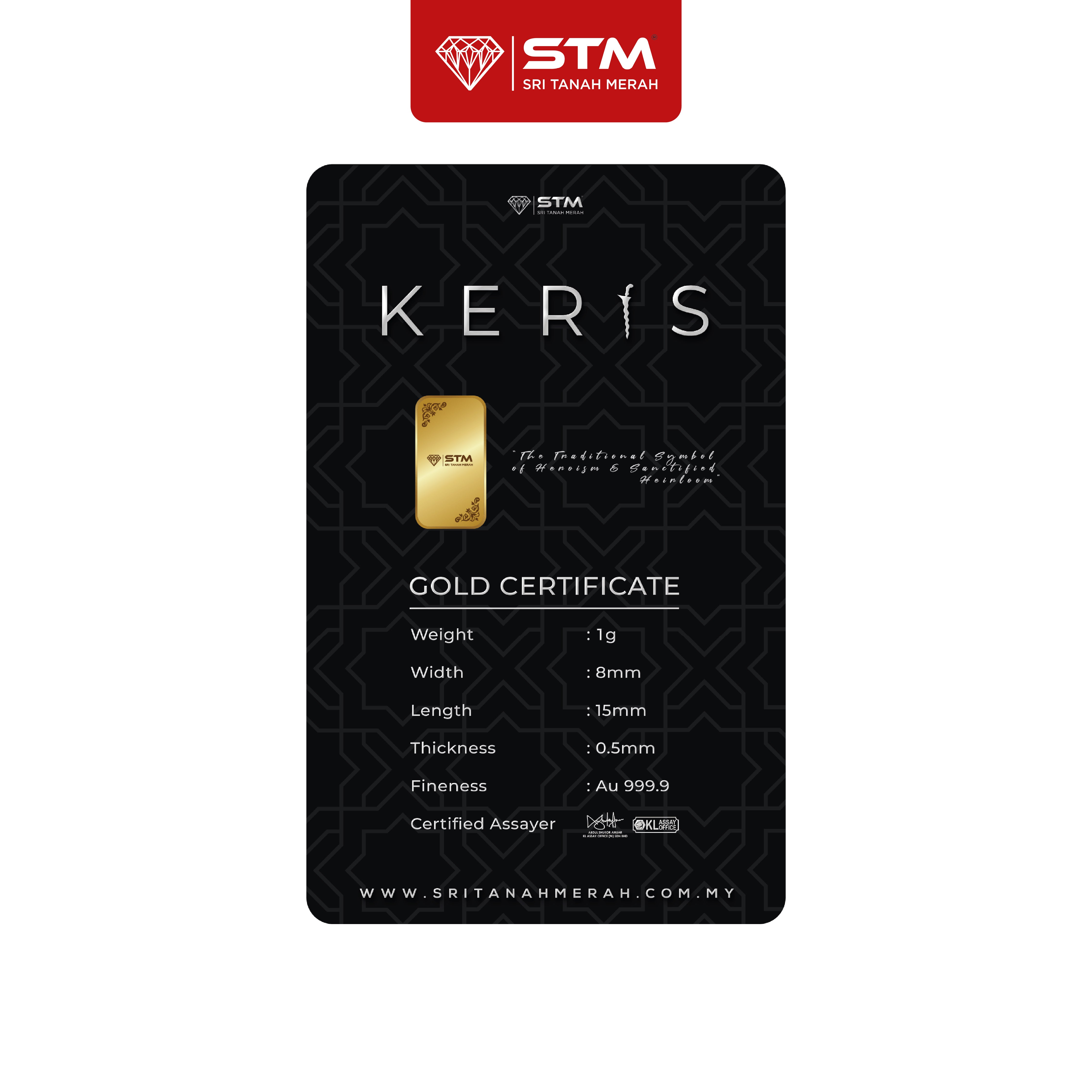 KERIS Edition: Gold Bar Card 1g – Kedai Emas Sri Tanah Merah