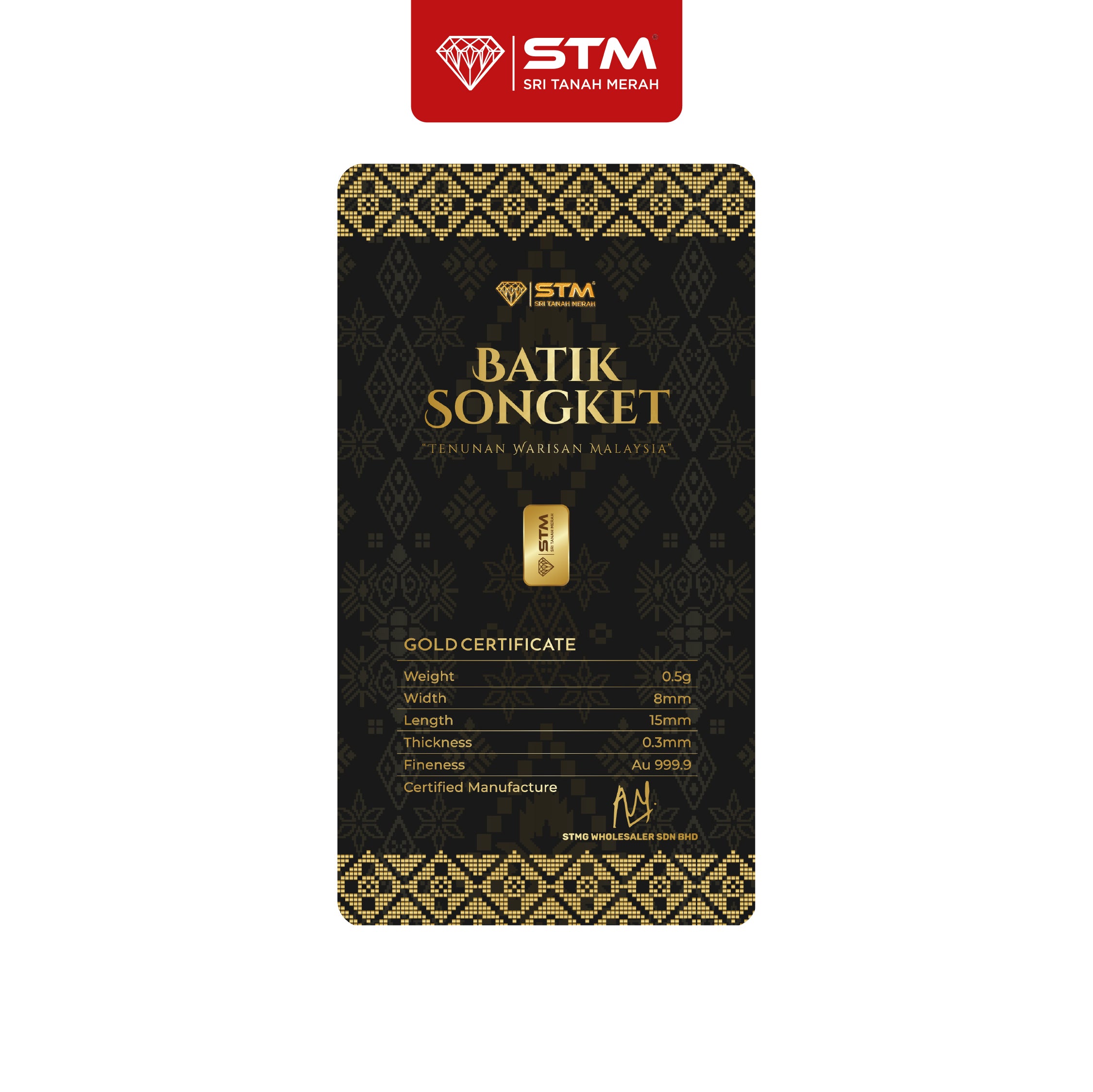 BATIK SONGKET Edition: Gold Bar Card 0.5g – Kedai Emas Sri Tanah Merah
