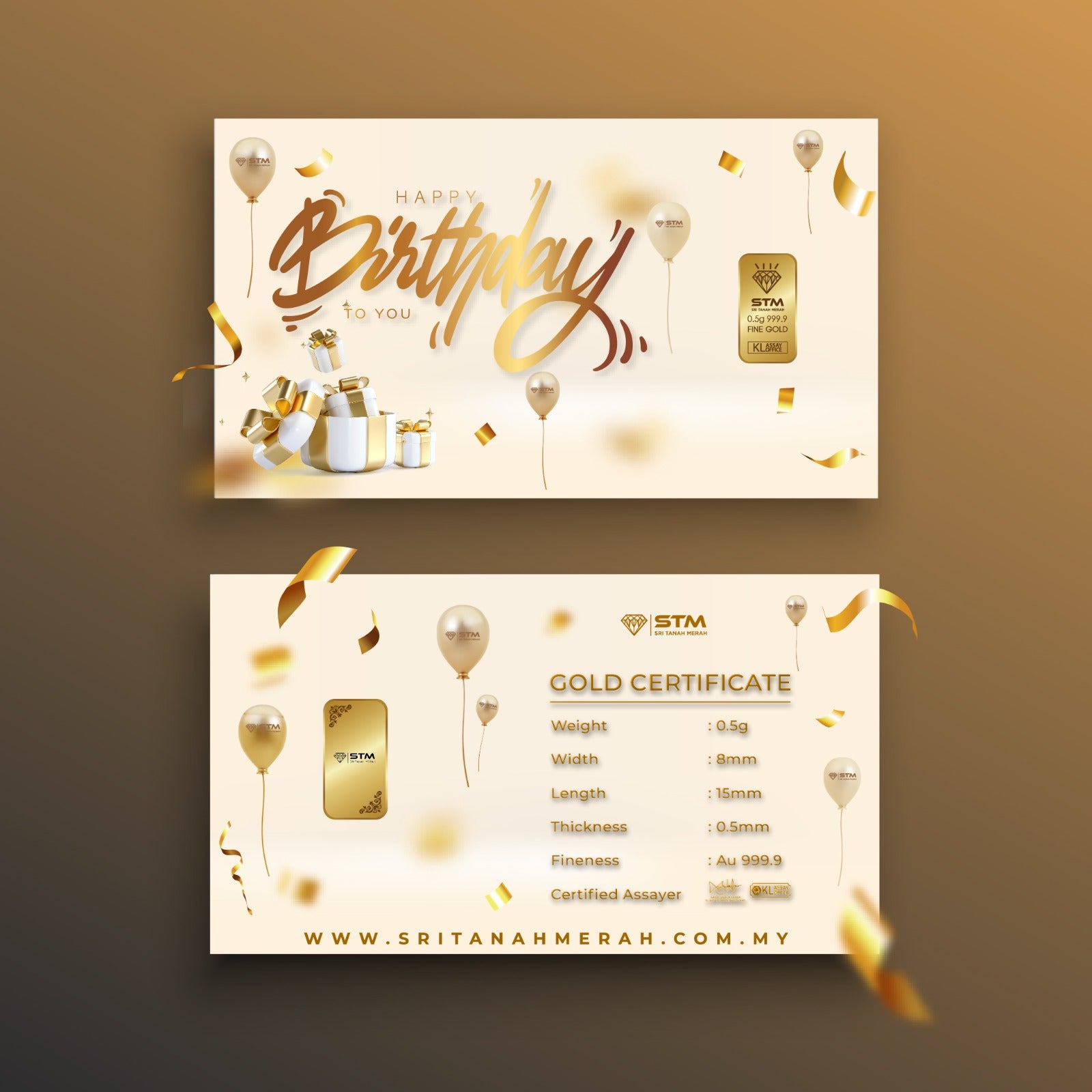HAPPY BIRTHDAY Edition: Gold Bar Card 0.5g – Kedai Emas Sri Tanah Merah