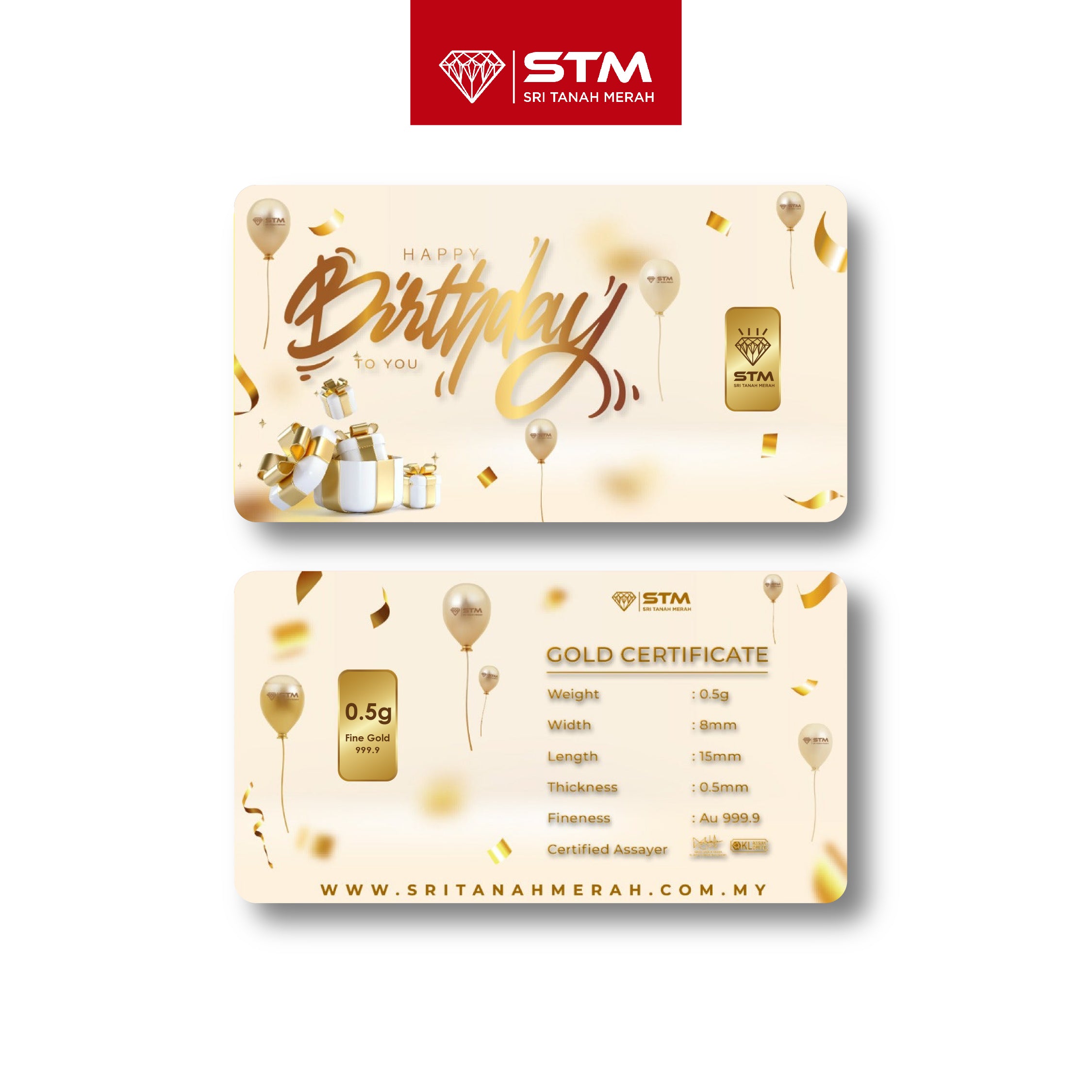 HAPPY BIRTHDAY Edition: Gold Bar Card 0.5g – Kedai Emas Sri Tanah Merah