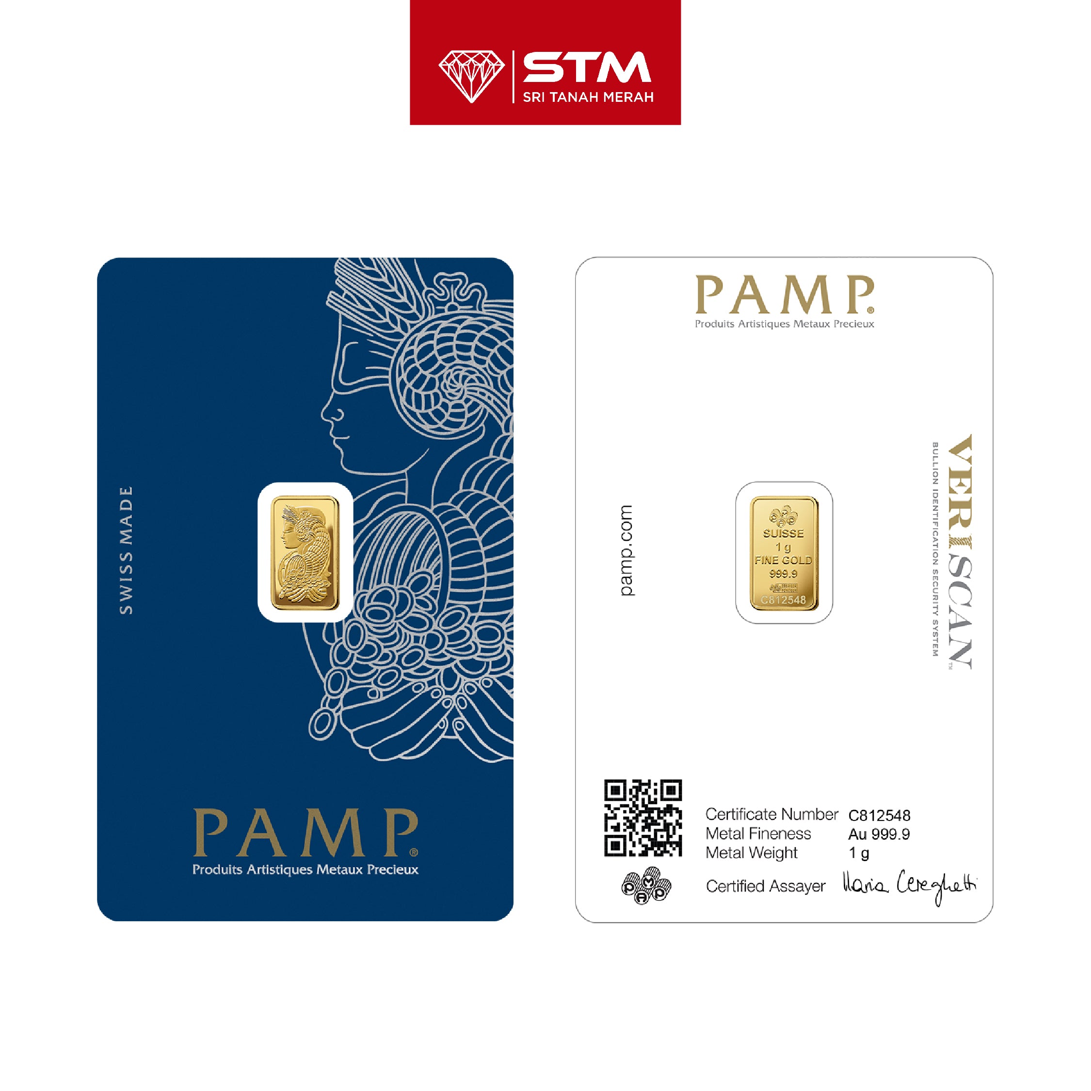 PAMP Suisse Gold Bar 1g 999.9 Pure Gold Lady Fortuna Edition – Kedai ...